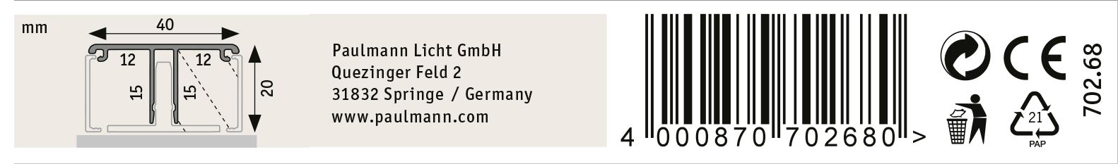 Paulmann No. 70268 Duo Profil 1m Alu eloxiert, Aluminium --> Leuchten & Lampen online kaufen im ...
