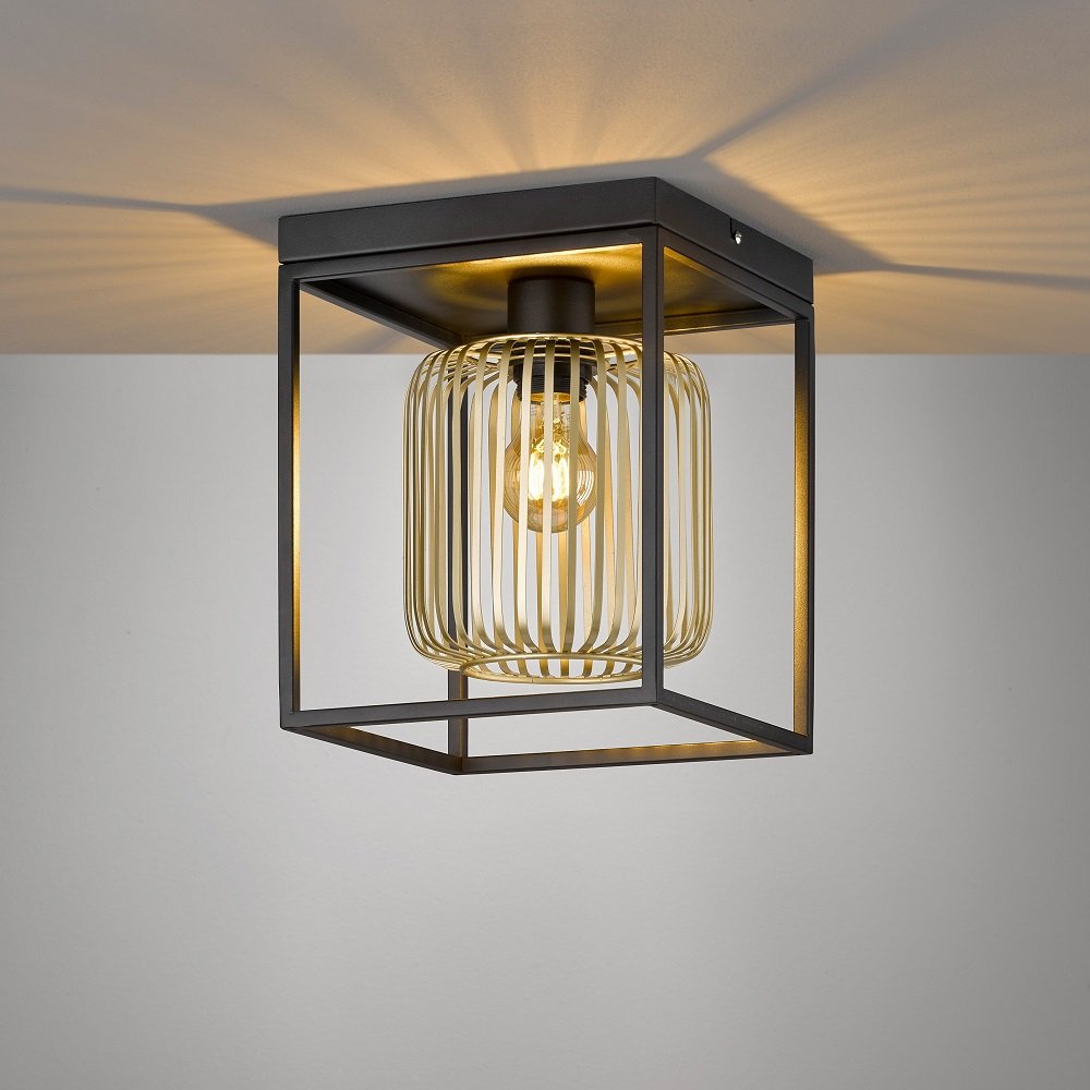 Fischer & Honsel 21294 Deckenleuchte Caydo 1-flammig schwarz goldfarben ...