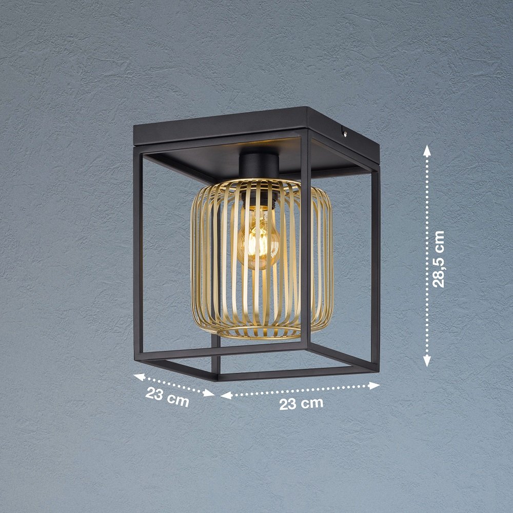 Fischer & Honsel 21294 Deckenleuchte Caydo 1-flammig schwarz goldfarben ...