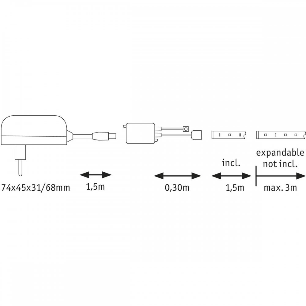 Paulmann No. 70319 YourLED Stripe Basisset 1,5m RGB Schwarz, klar ...