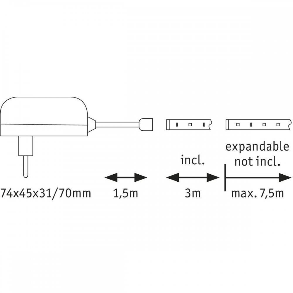 Paulmann No. 70320 YourLED Stripe Basisset 3m Warmweiß Weiß, klar ...