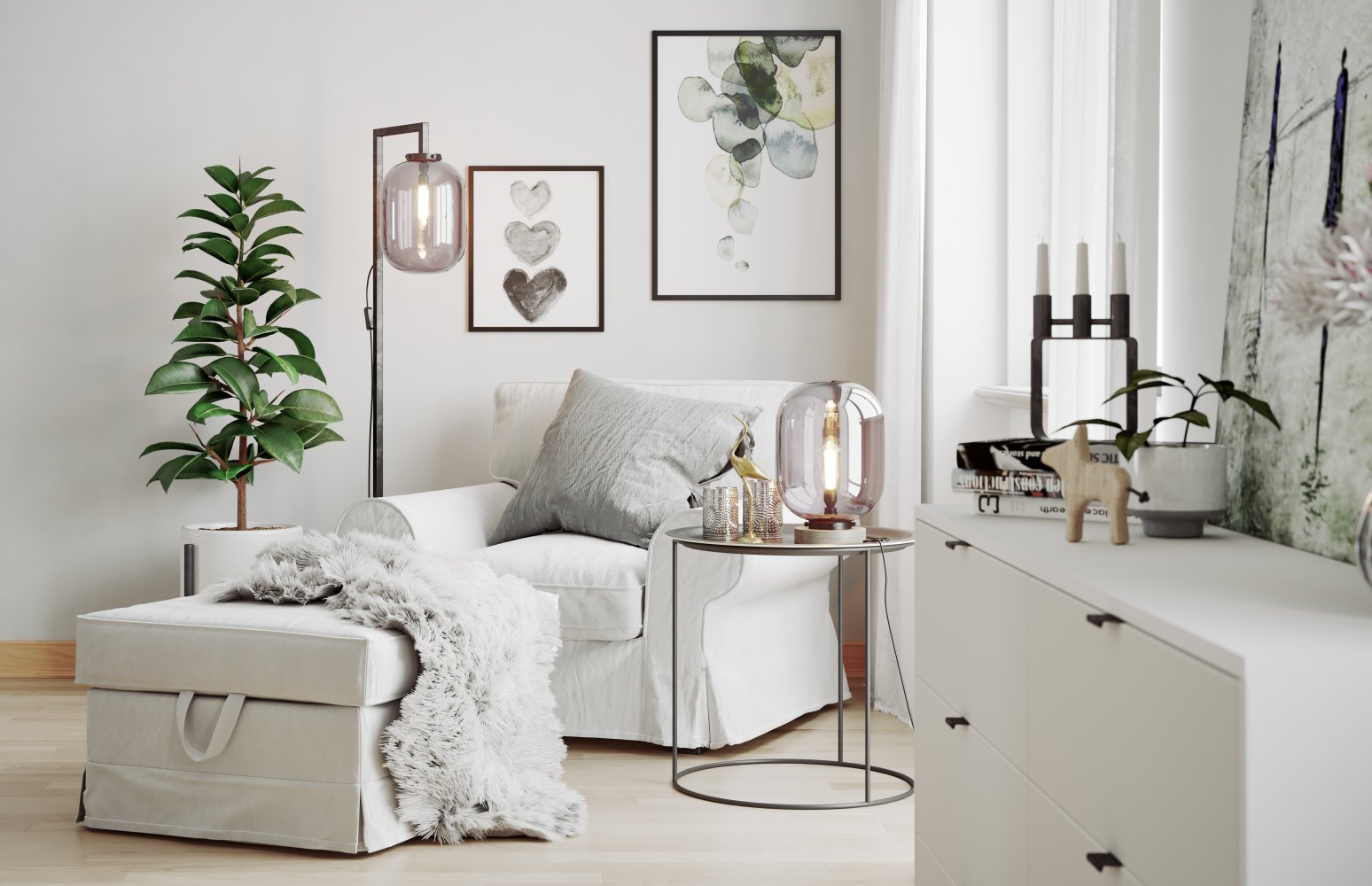 By Rydéns 4002070-4505 Tischleuchte Leola H 31 cm marmor rauchgrau ...