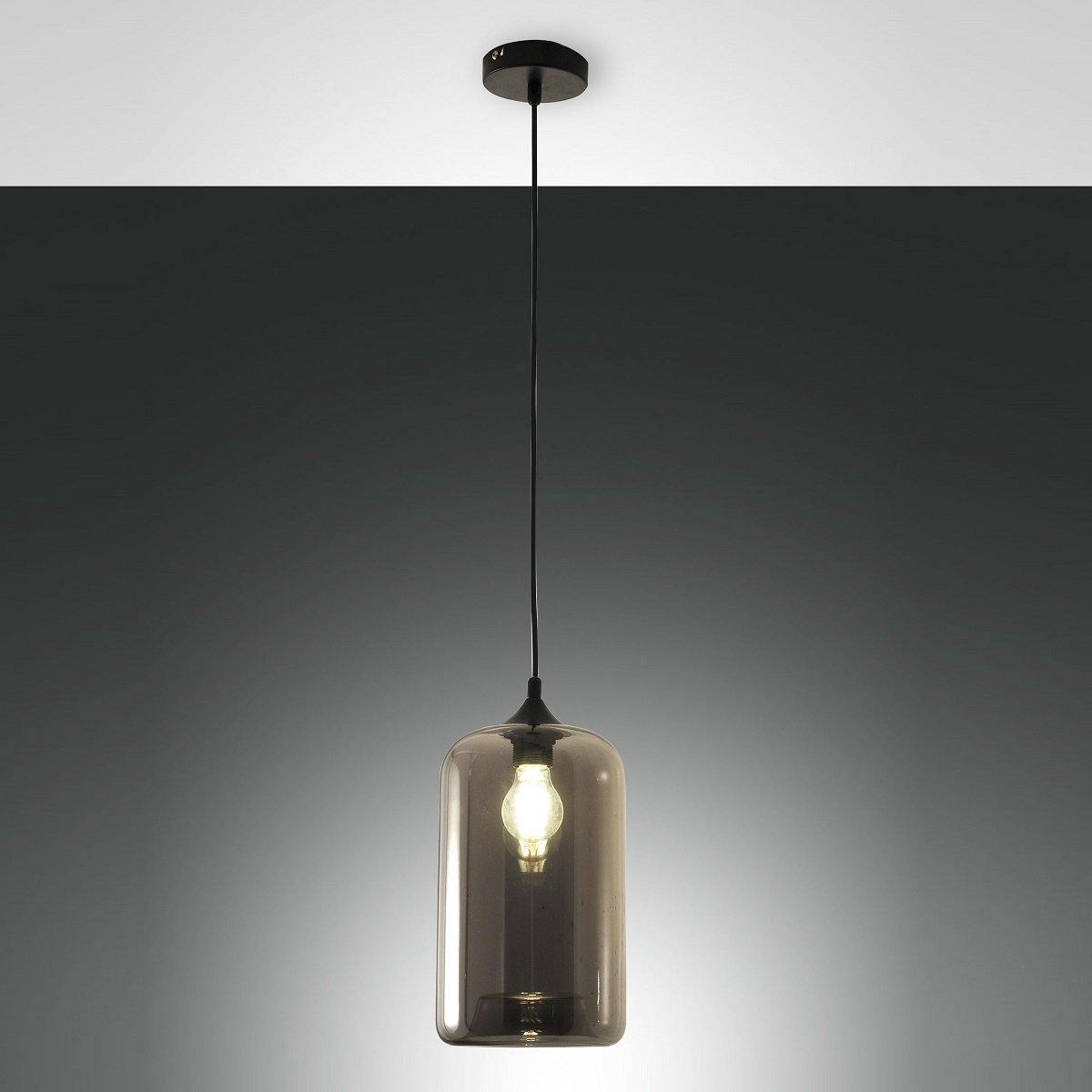 FABAS LUCE 3491-40-126 Pendelleuchte Silo Grau transparent 18cm ...