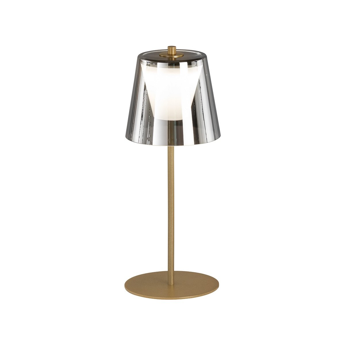 FHL easy 850288 LED Akku Tischleuchte Marbella goldfarben rauchglas ...