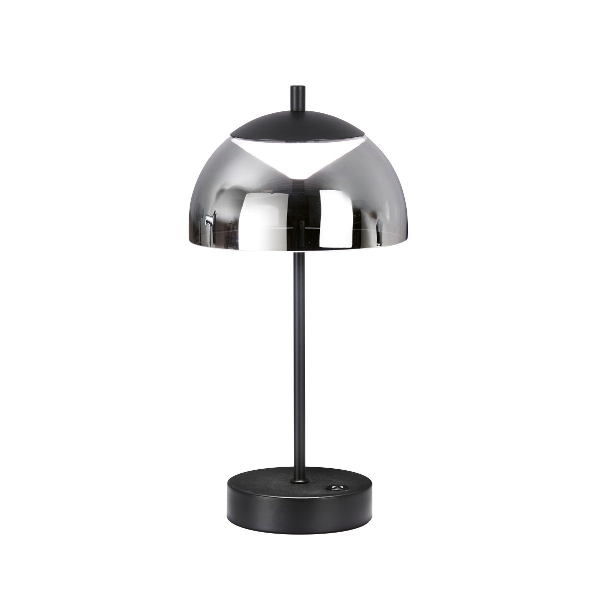 FHL easy 850331 LED Akku Tischleuchte Riva sandschwarz Glas rauchfarben ...