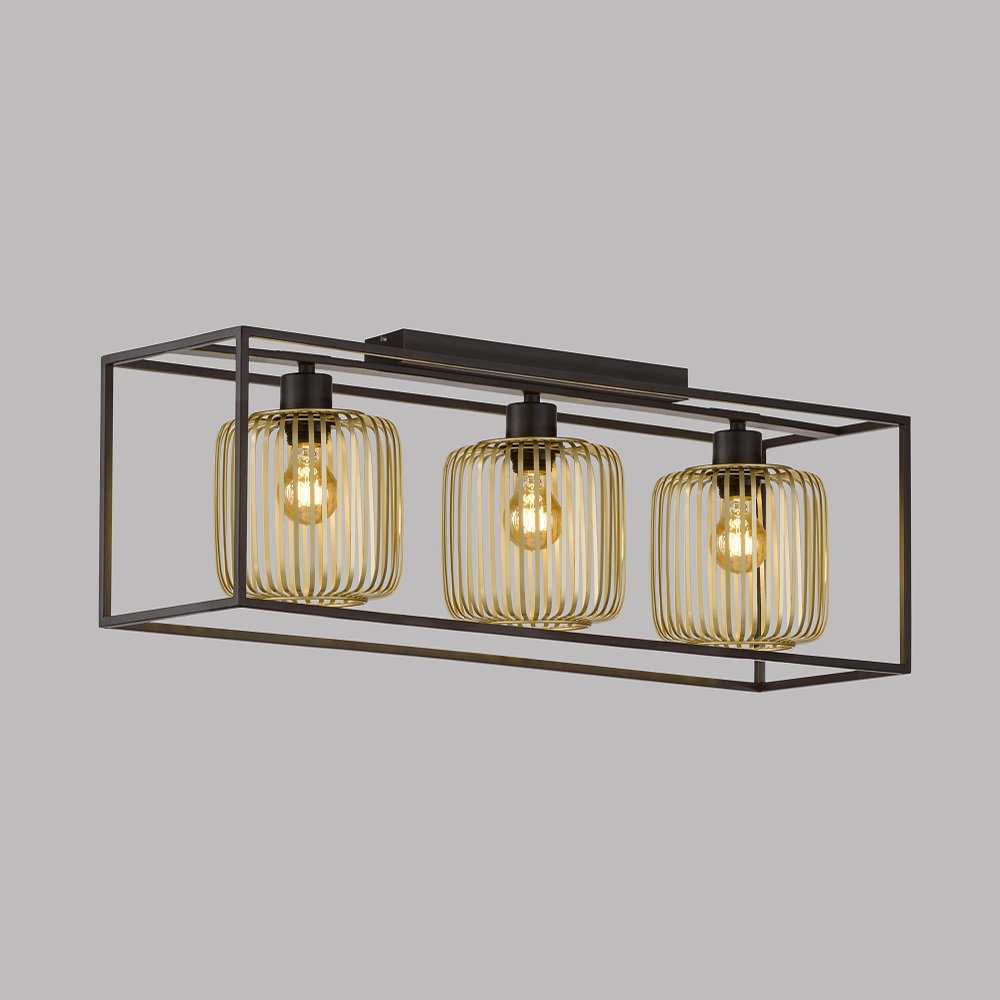 Fischer & Honsel 21357 Deckenleuchte Caydo 3-flammig schwarz goldfarben ...