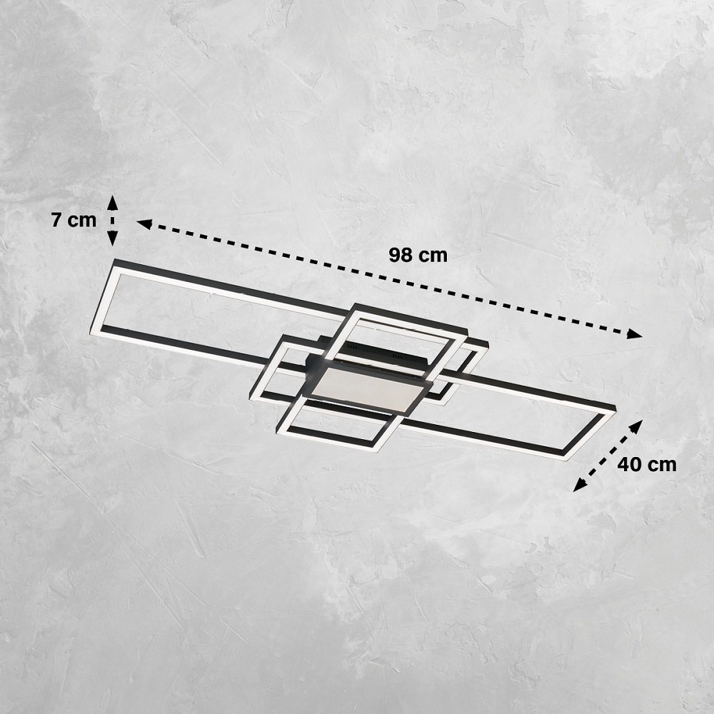 Fischer & Honsel 21368 LED Deckenleuchte Seth sandschwarz 98x40cm CCT ...