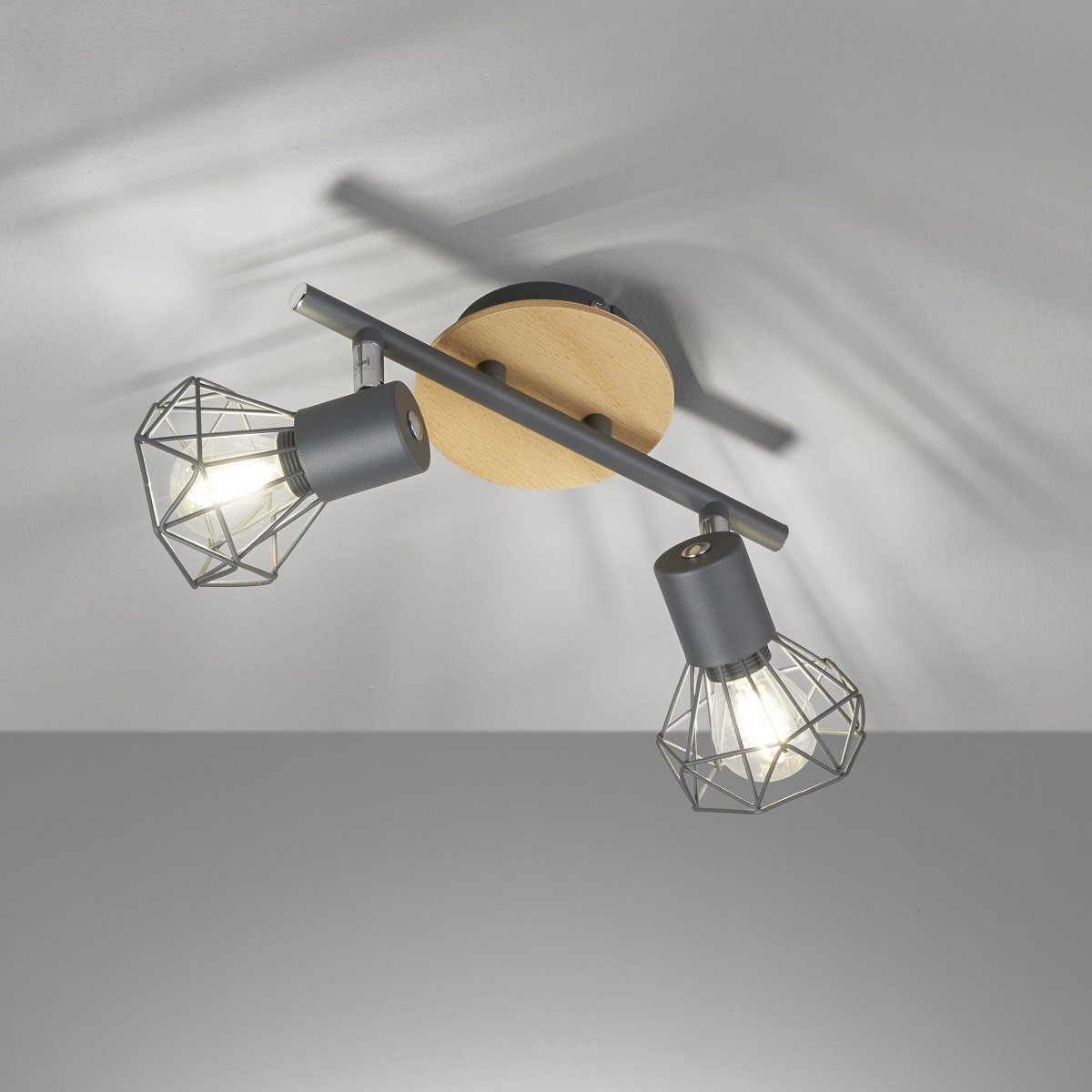 Fischer & Honsel 21385 Spotschiene Ran 2-flammig grau eicheoptik hell ...