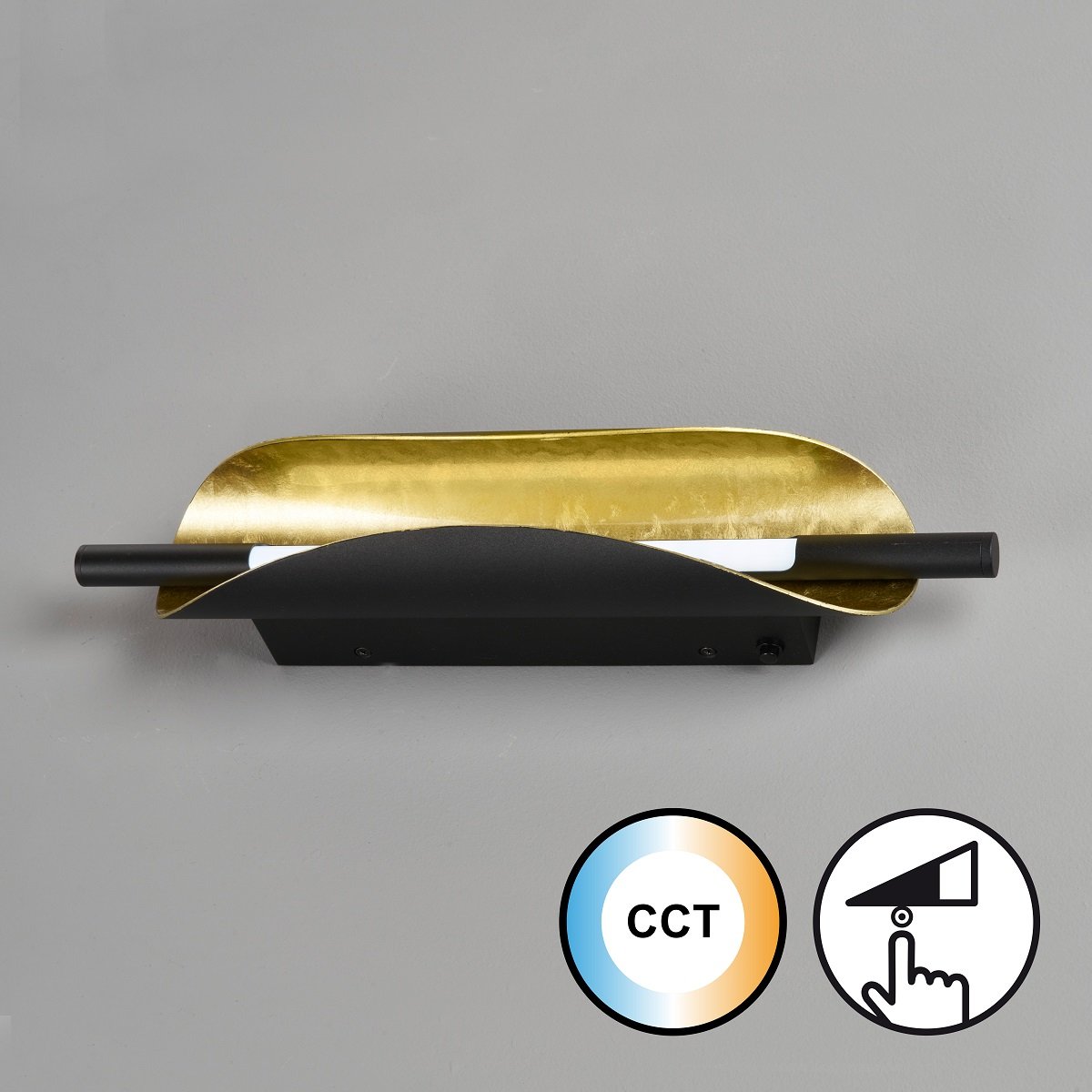 Fischer & Honsel 30507 LED Wandleuchte Skal sandschwarz blattgoldfarben ...