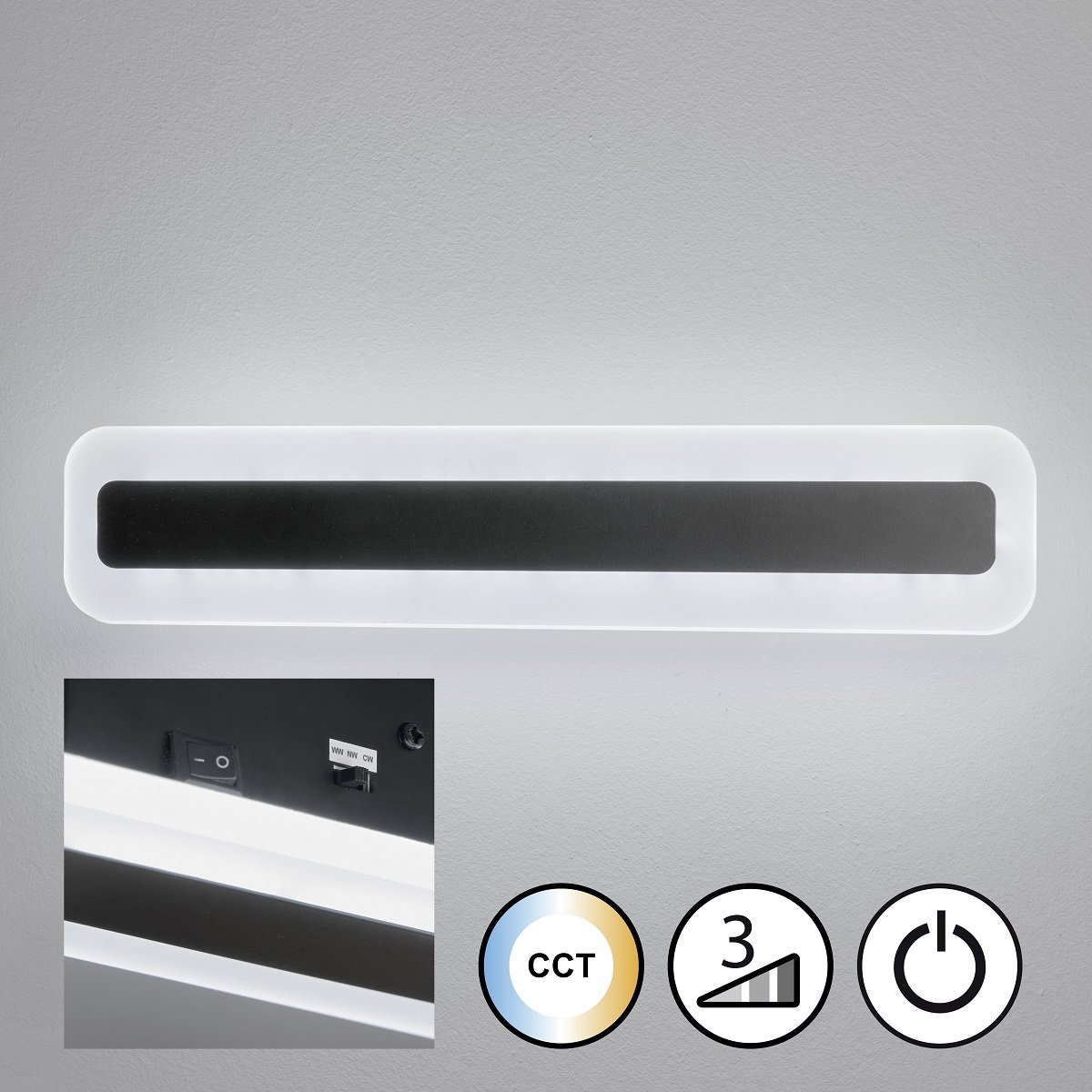 Fischer & Honsel 30527 LED Wandleuchte Streep sandschwarz CCT dimmbar ...