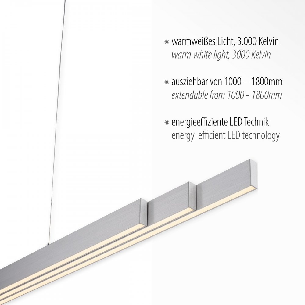 Leuchten Direkt 11660-95 LED Pendelleuchte Luzi aluminiumfarben ...