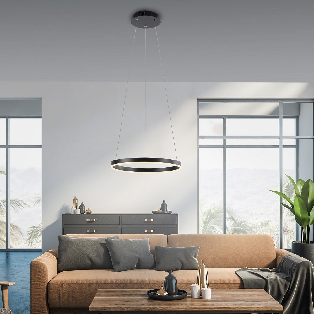 Leuchten Direkt 15393-13 RITUS LED Pendelleuchte Anthrazit rund 40cm ...