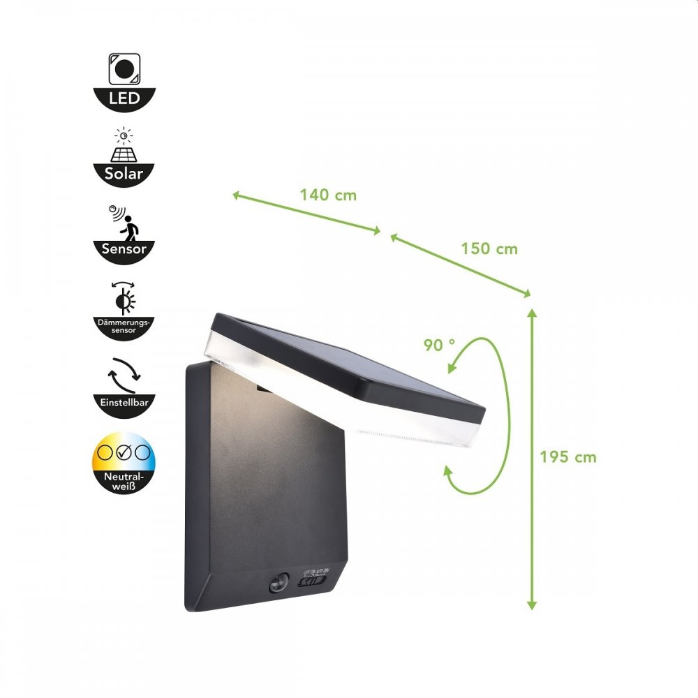 Lutec Moze 6943101012 Solar Wandleuchte 1-flammig ECO Light ...