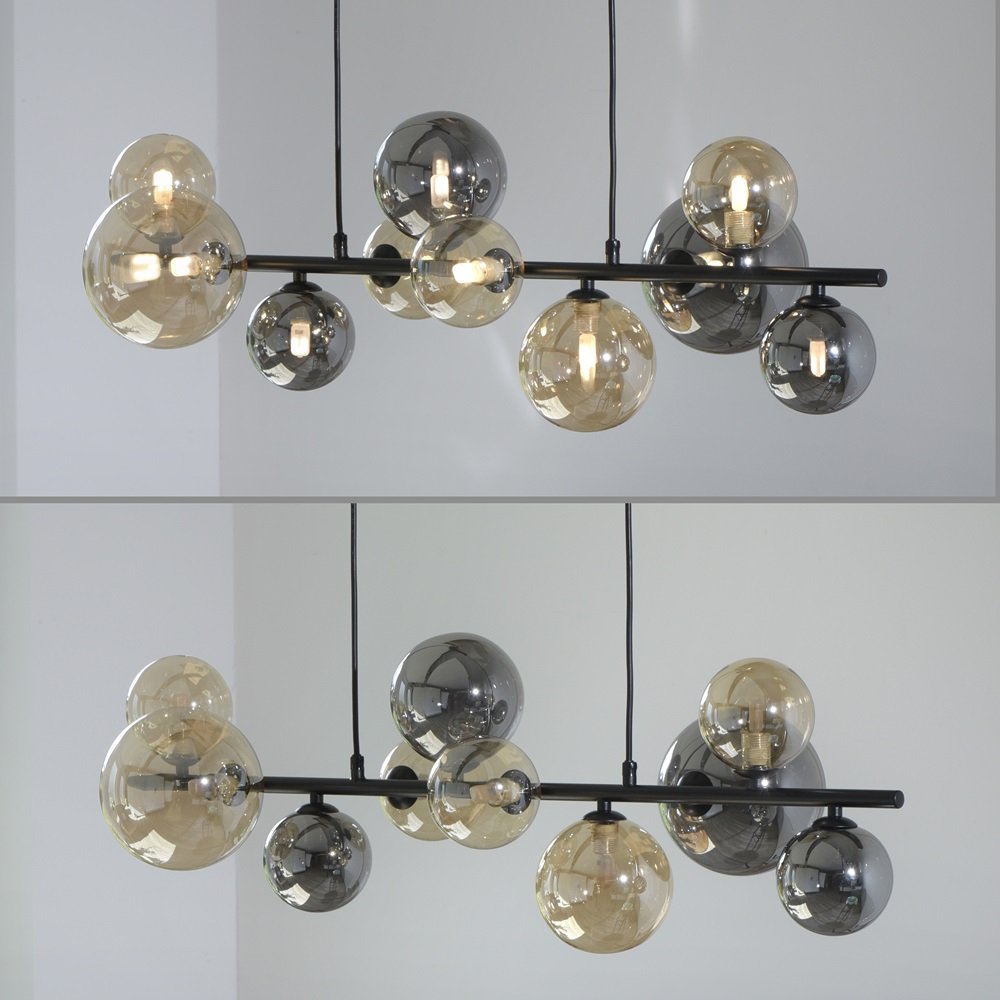 Paul Neuhaus 2583-18 LED Pendelleuchte schwarz Glas amber rauchfarben ...
