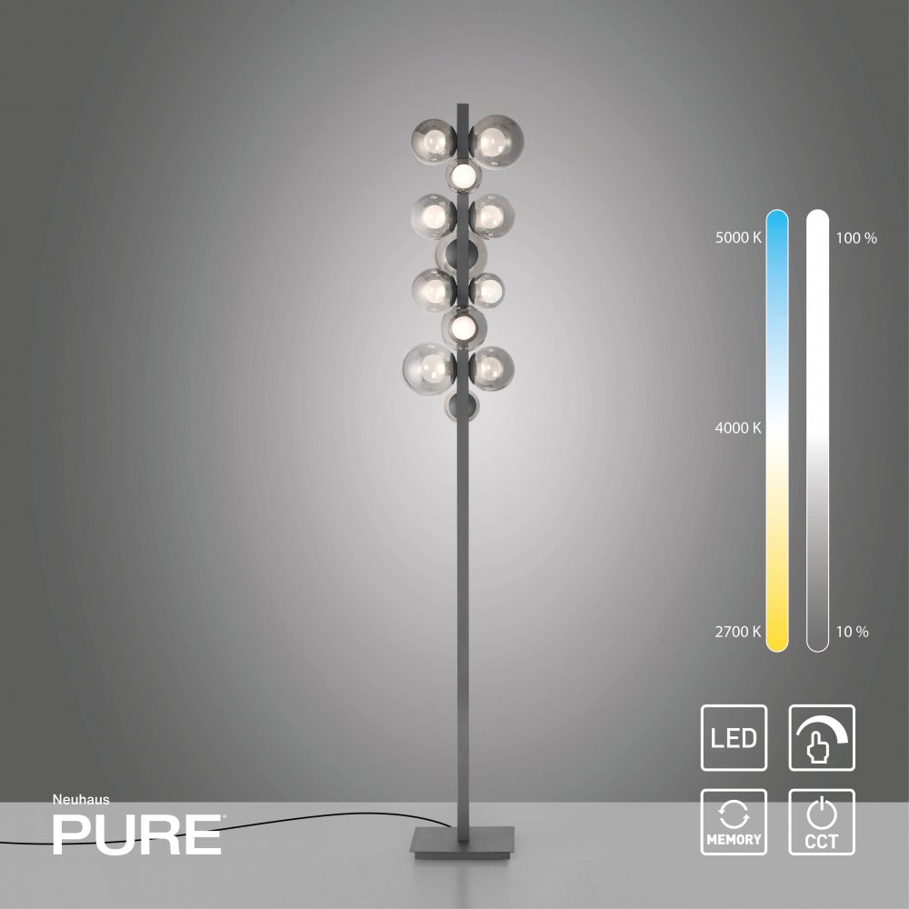 Paul Neuhaus 557-15 Neuhaus PURE Popup LED Stehleuchte platin (grau ...