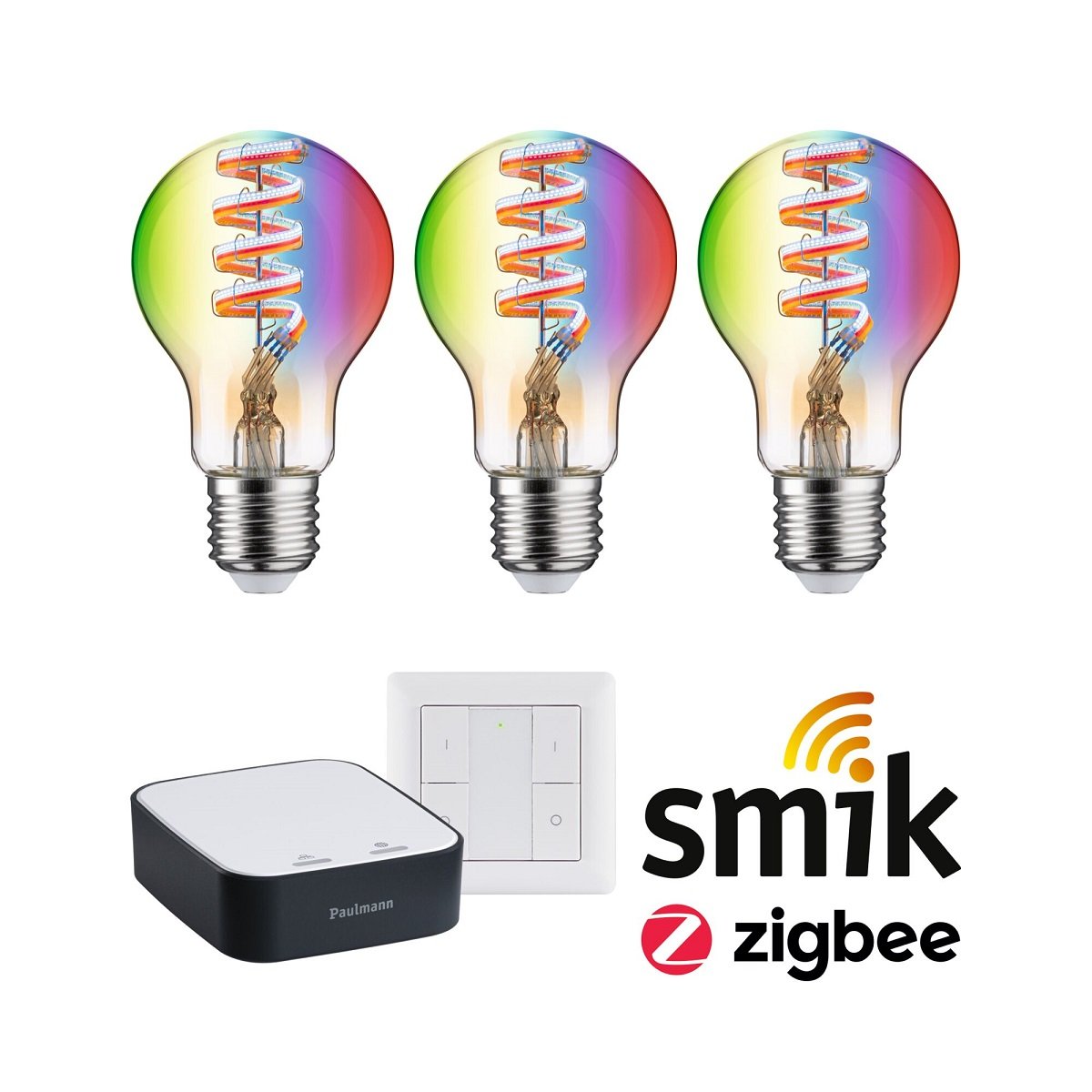 Paulmann 5192 Starterset Smart Home Zigbee LED Birne E27 RGBW + smik ...
