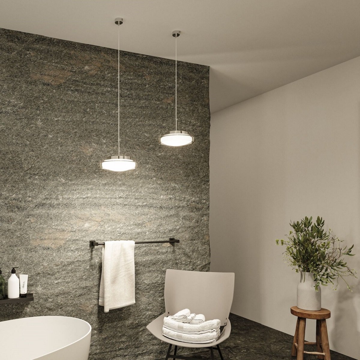 Paulmann 71080 LED Pendelleuchte Luena 25cm Glas Chrom 3000K IP44 ...