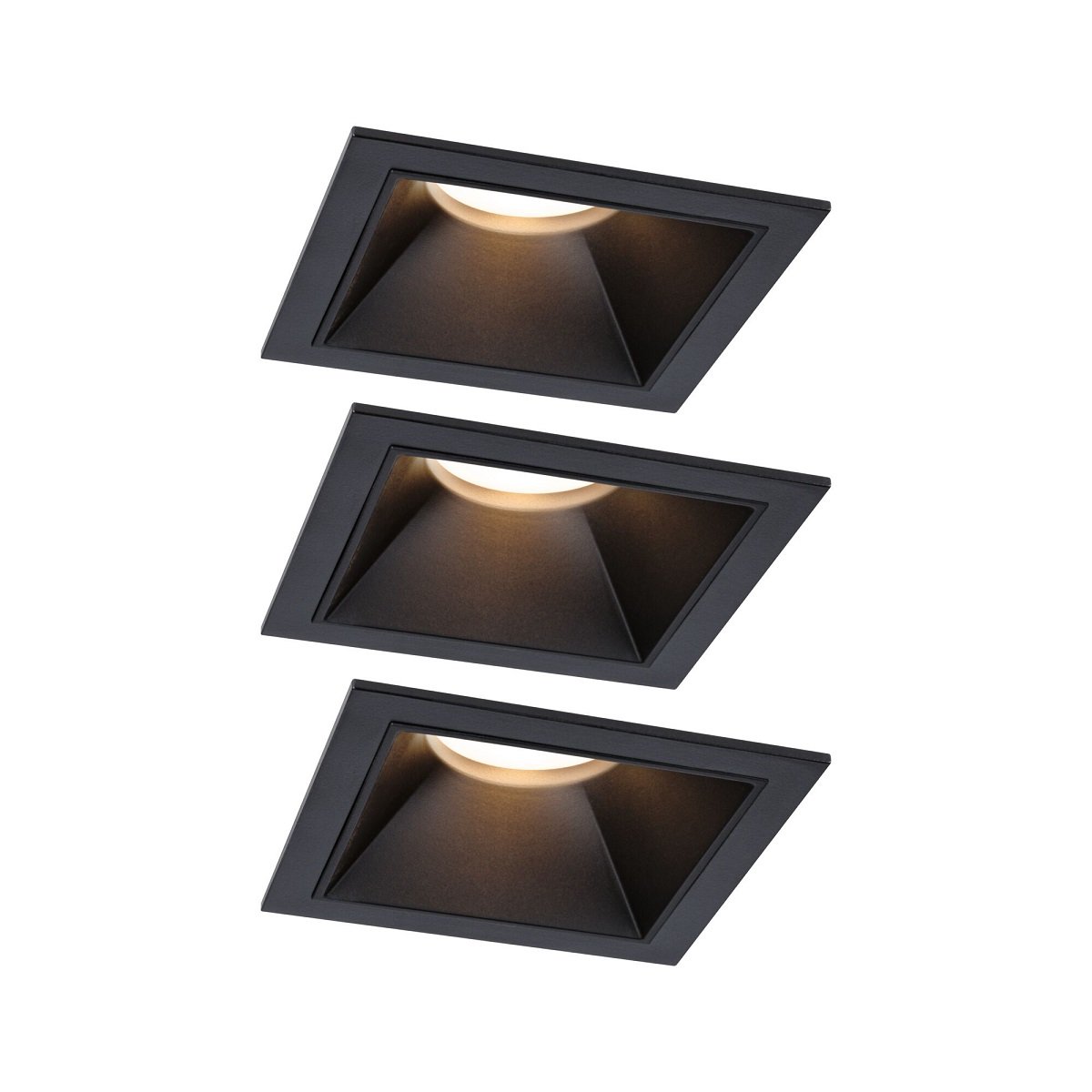 Paulmann 93125 LED Cole Coin Basisset eckig 3er-Set 2700K Schwarz 3 ...