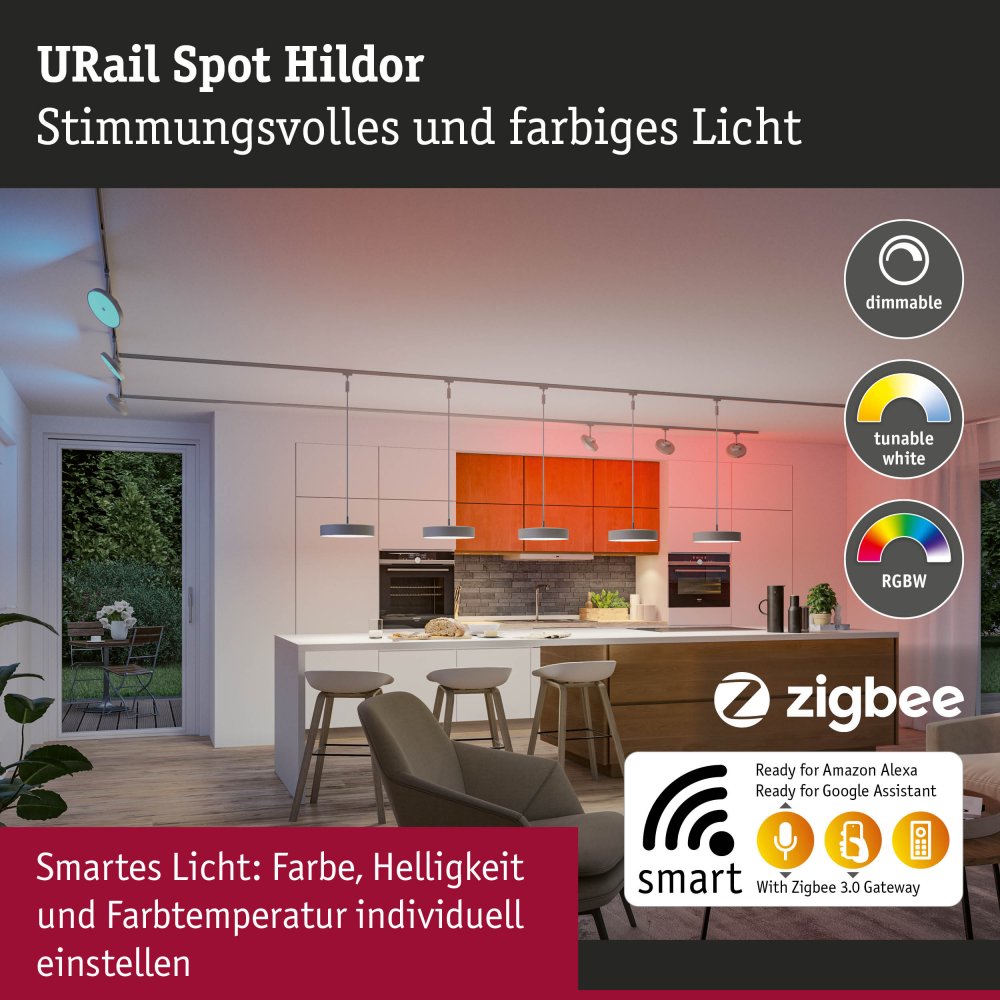 Paulmann 95688 URail LED Spot Hildor Zigbee RGBW 230V Chrom matt ...